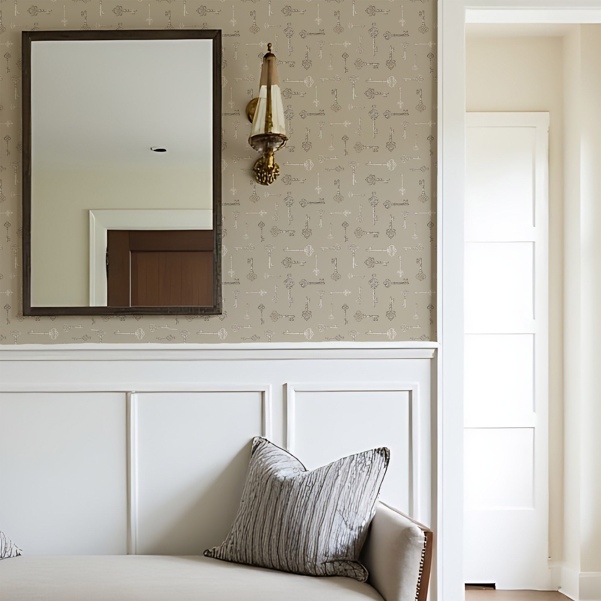 Kingsley | Traditional Antique Keys Wallpaper by Claret & Key