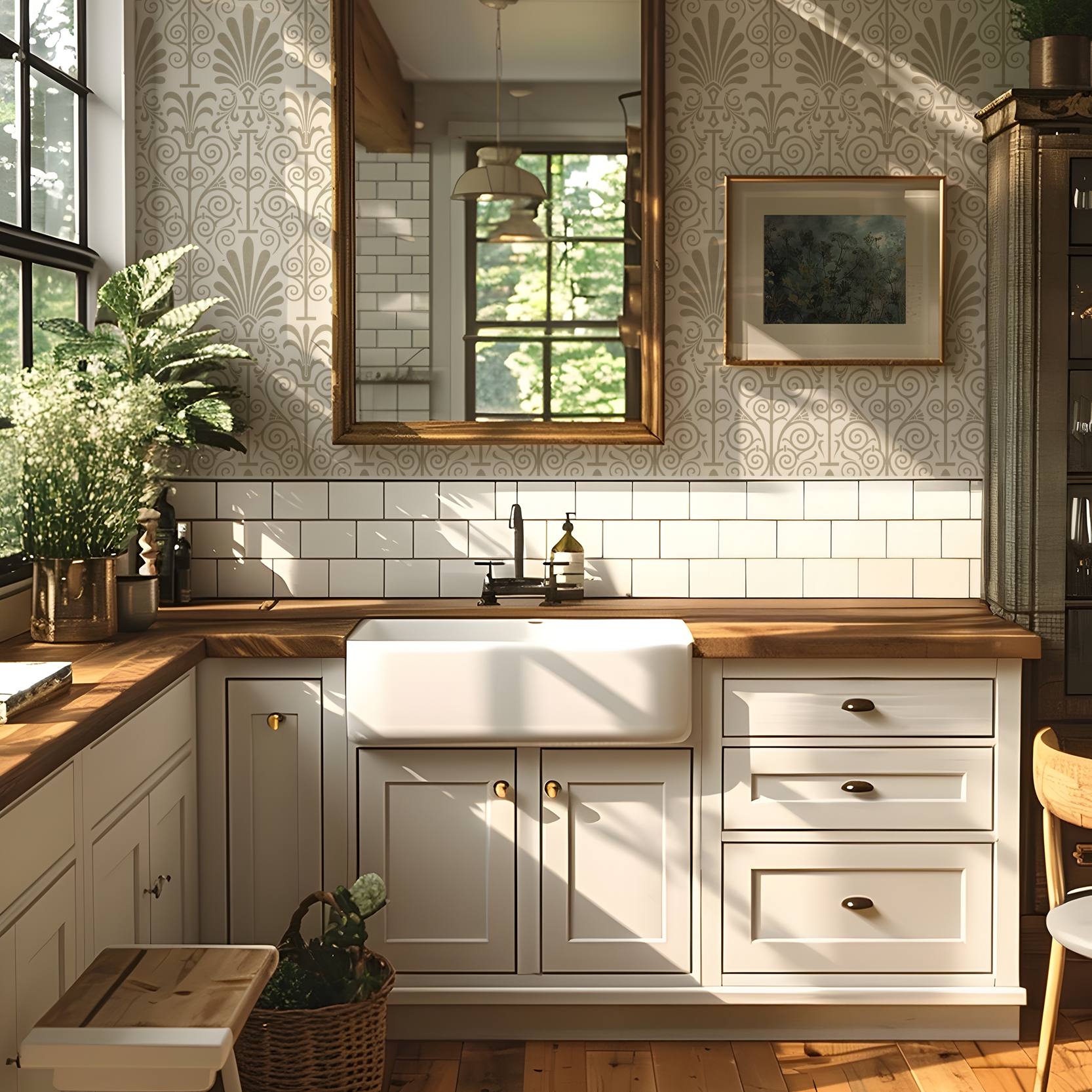 Dorothea | Traditional Textured Damask Wallpaper by Claret & Key